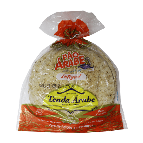 Pão Árabe Integral Com - 6 Unidades Tenda Árabe 300g - Casas Pedro